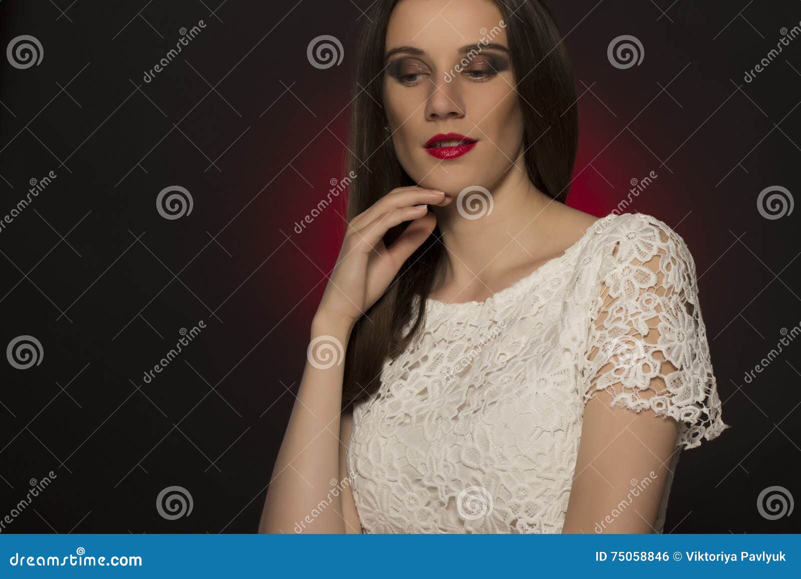 Portrait of Fashionable Model on Dark Background Stock Photo - Image of ...