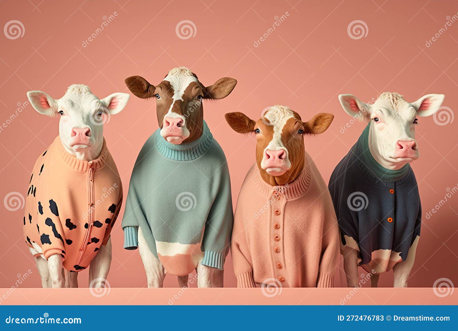Portrait of Fat Cows in Clothes, Created with Generative AI Technology ...
