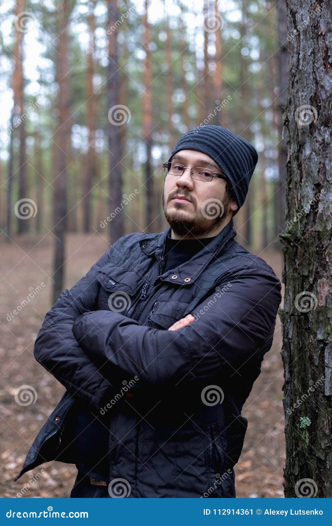 Portrait of a Fat Young Man in a Pine Forest Stock Image - Image of ...