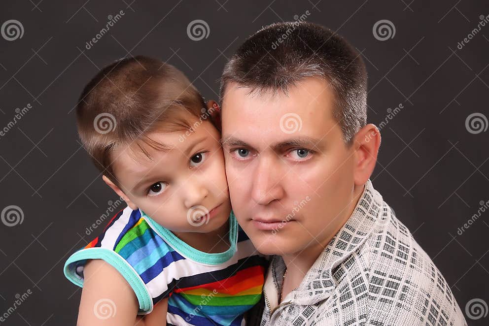Portrait Father and Son Posing Stock Photo - Image of background ...