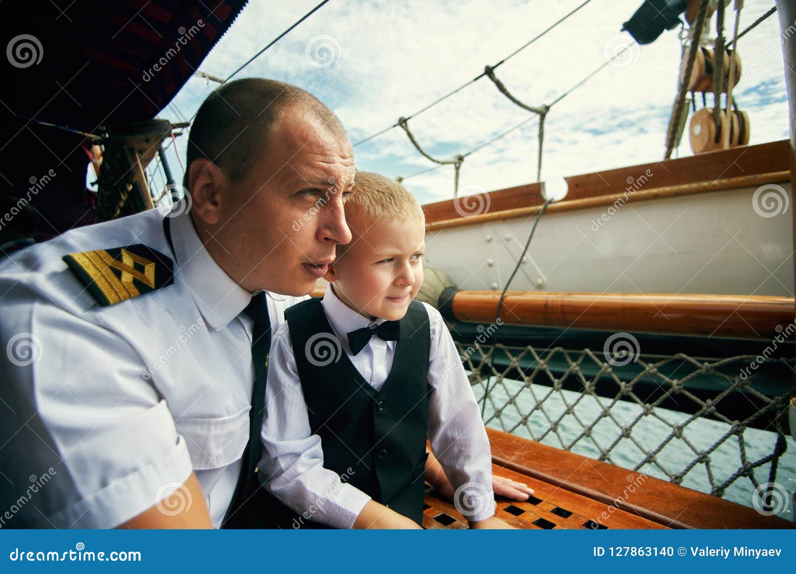 Portrait of Father and Son of a Sailor Stock Photo - Image of summer ...