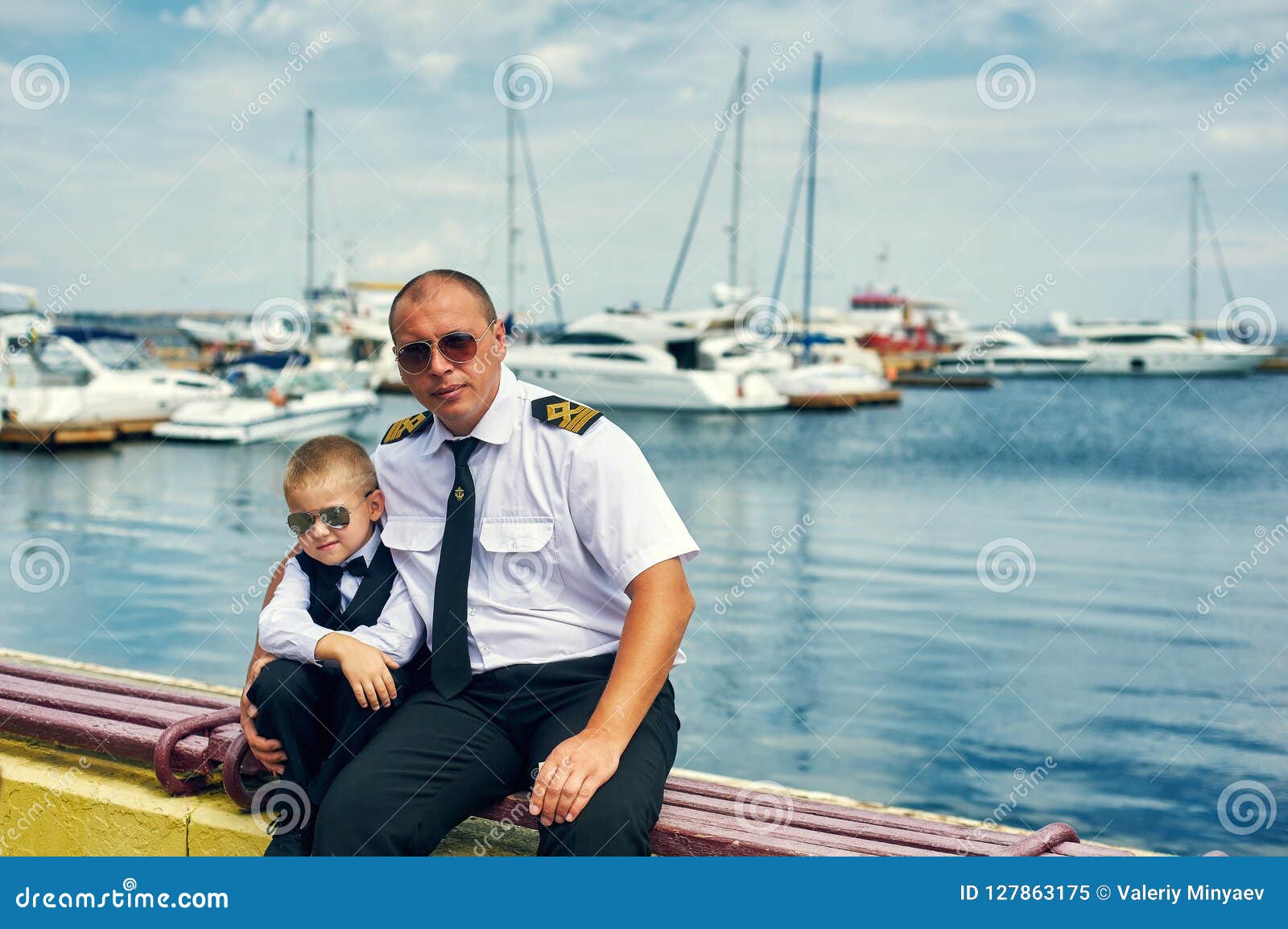 Portrait of Father and Son of a Sailor Stock Image - Image of portrait ...