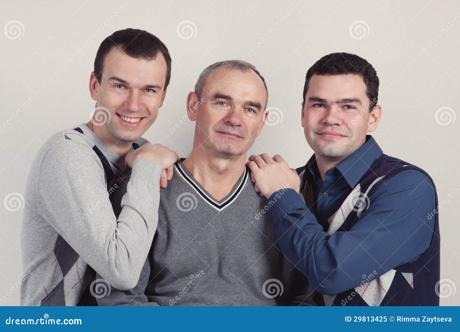 Portrait of Father and Two Sons Stock Image - Image of shirt, blue ...