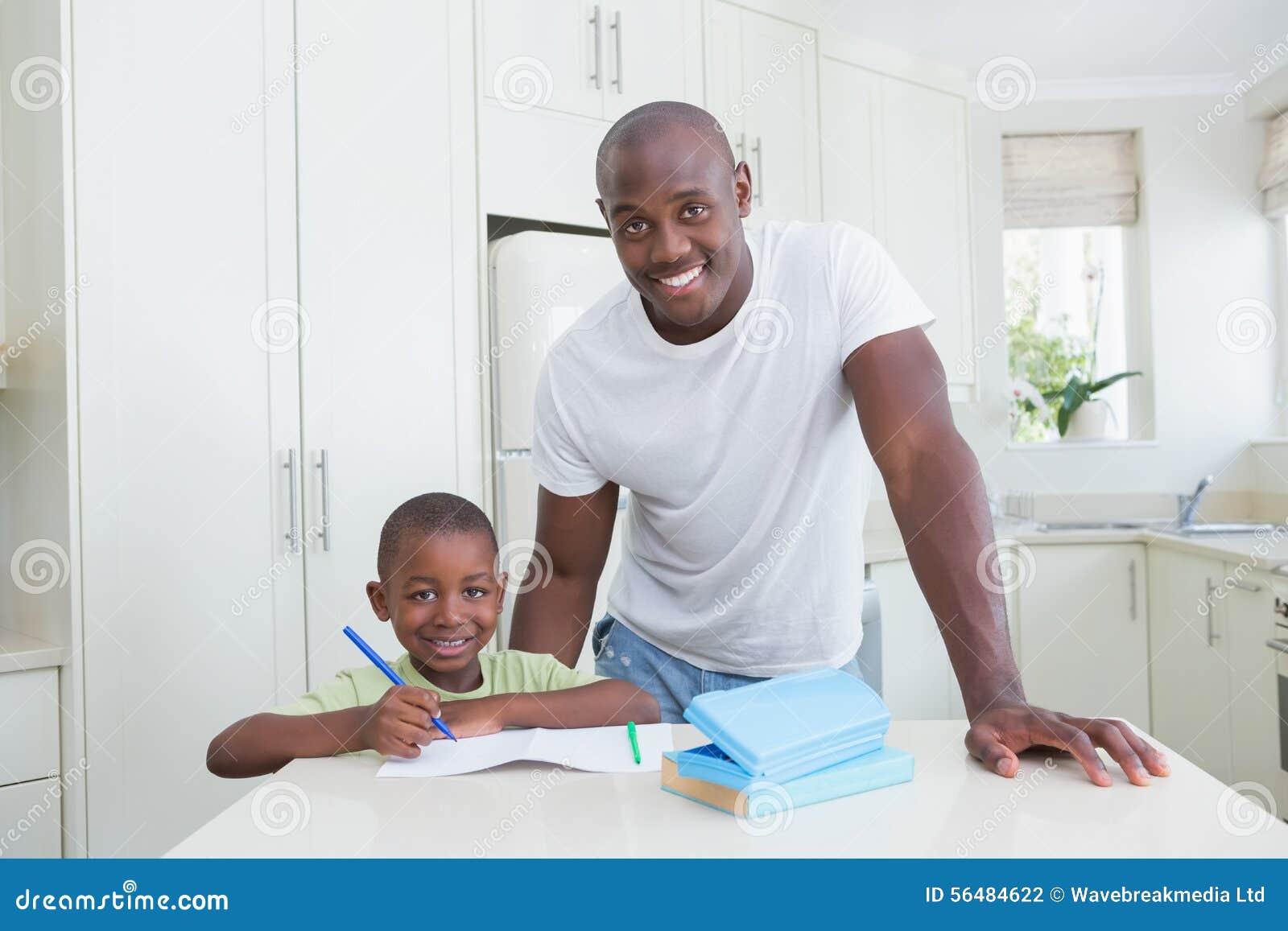 Portrait of a Father Working with His Son Stock Photo - Image of ...