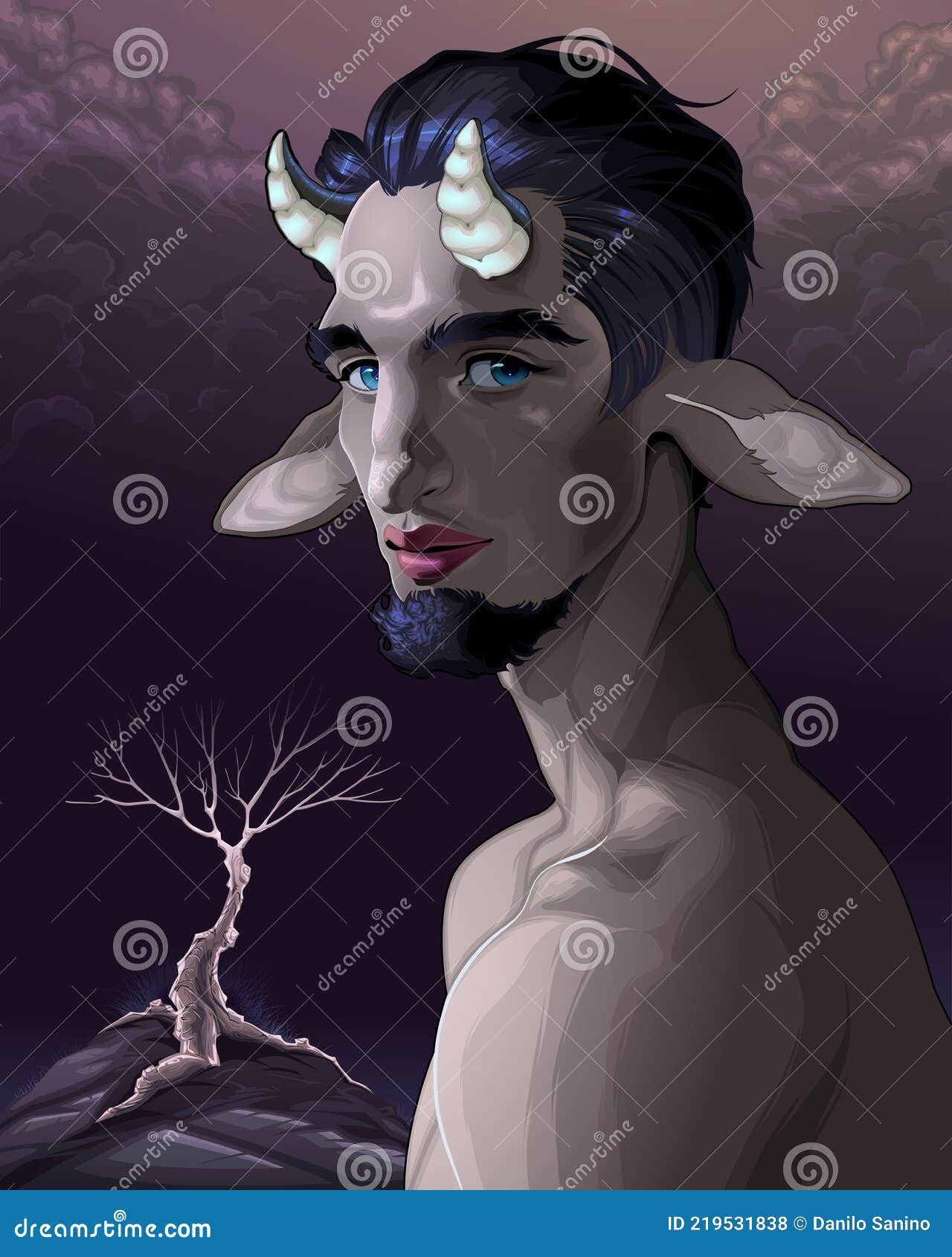 Portrait of a faun stock vector. Illustration of beard - 219531838