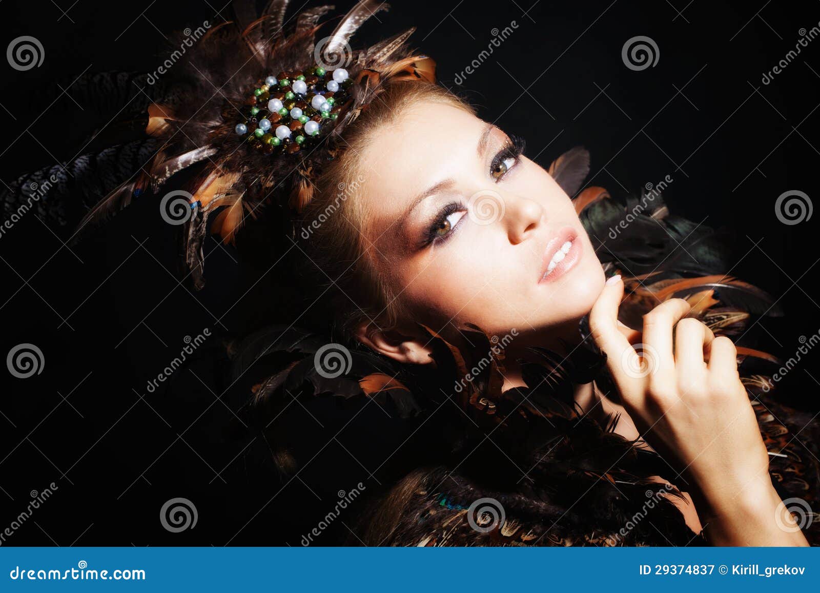Portrait with feather stock image. Image of beautiful - 29374837