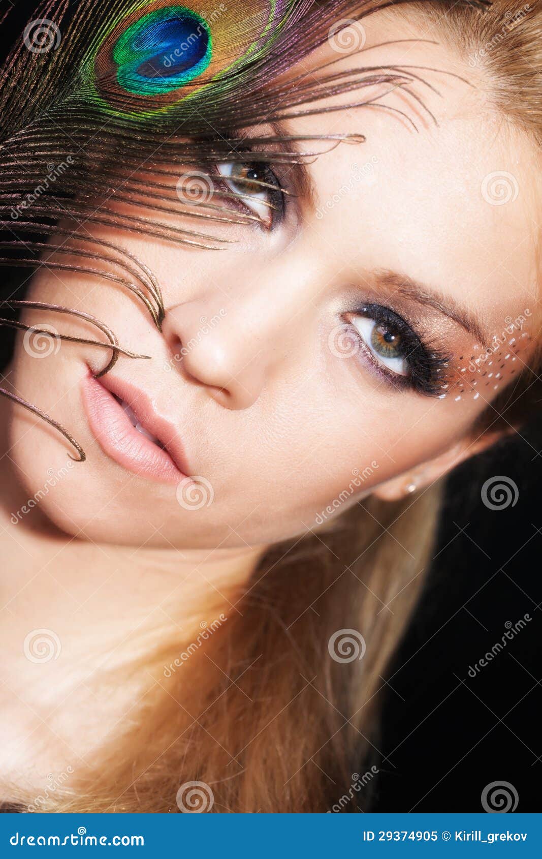 Portrait with feather stock image. Image of blue, beauty - 29374905