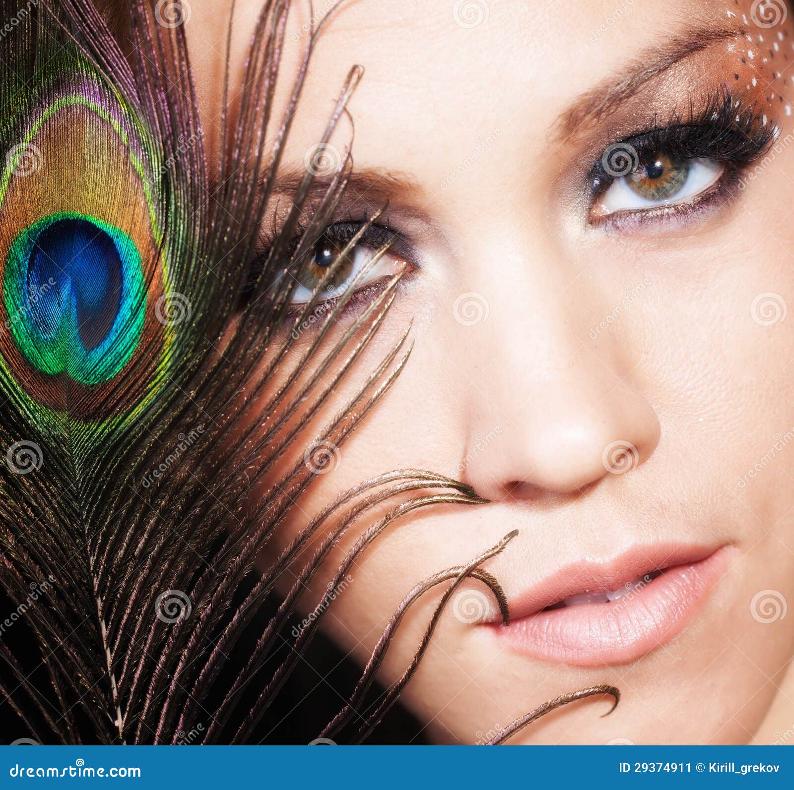 Portrait with feather stock image. Image of ornate, model - 29374911