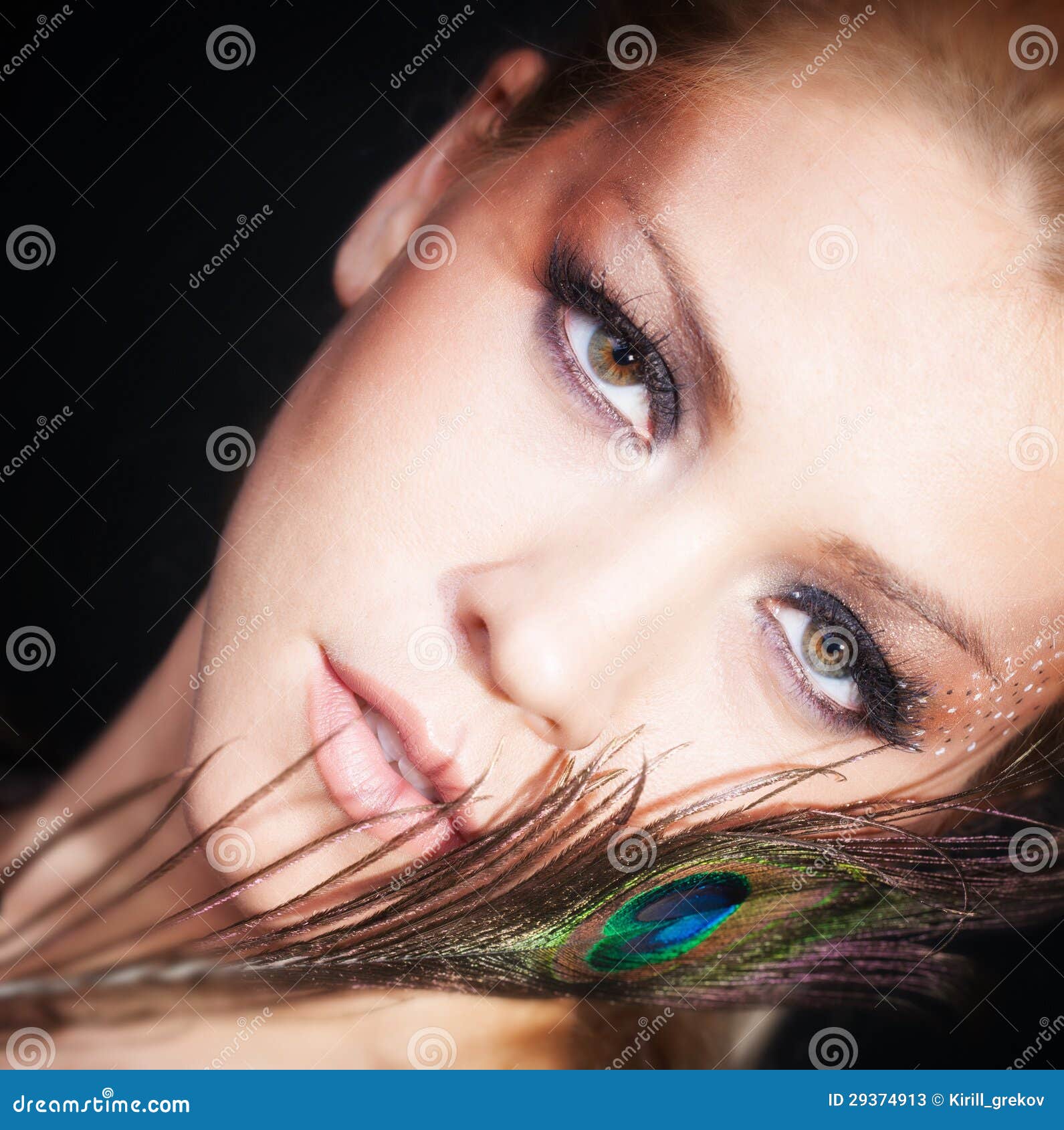 Portrait with feather stock image. Image of model, ornate - 29374913