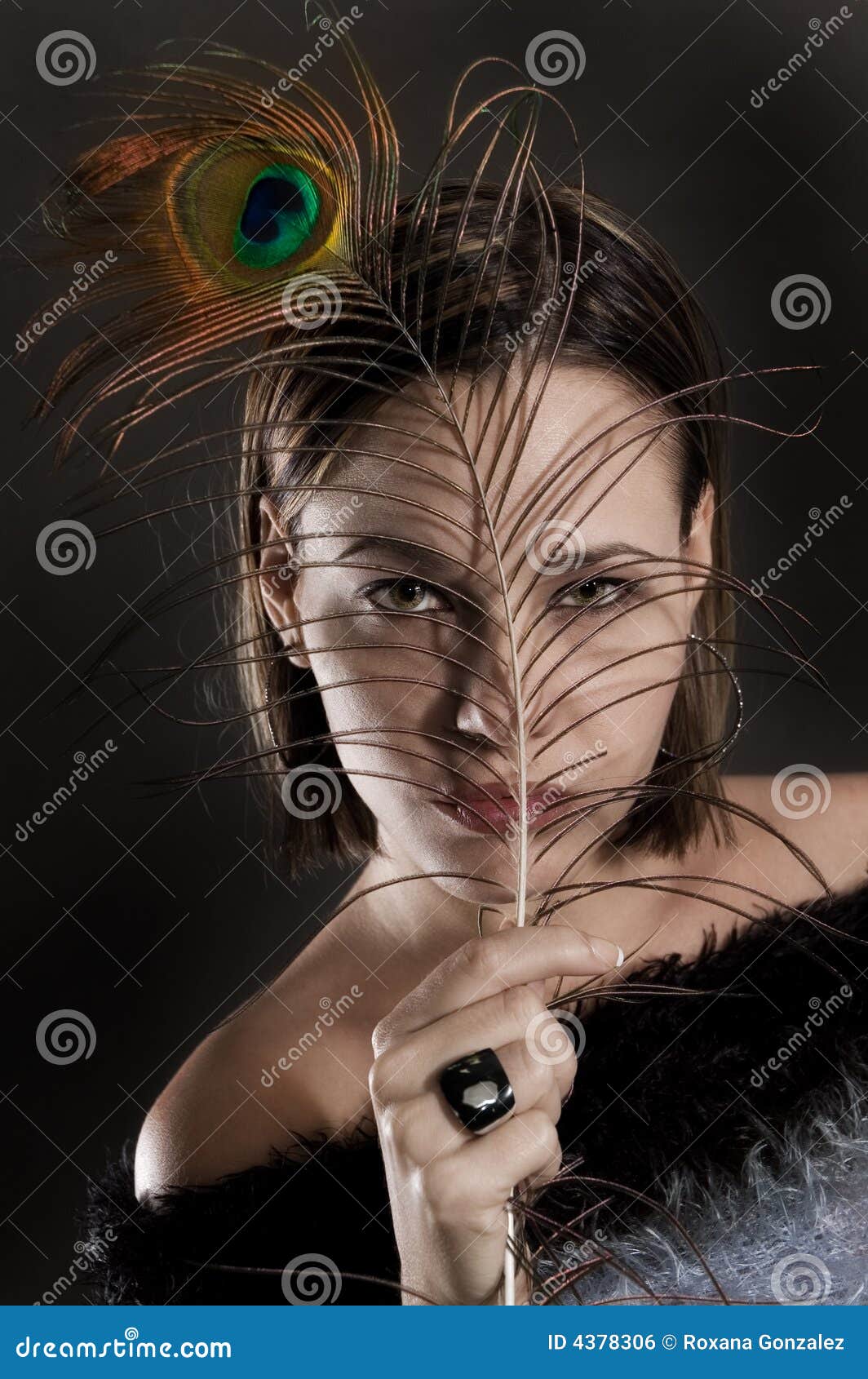 Portrait with feather stock photo. Image of model, sensual - 4378306