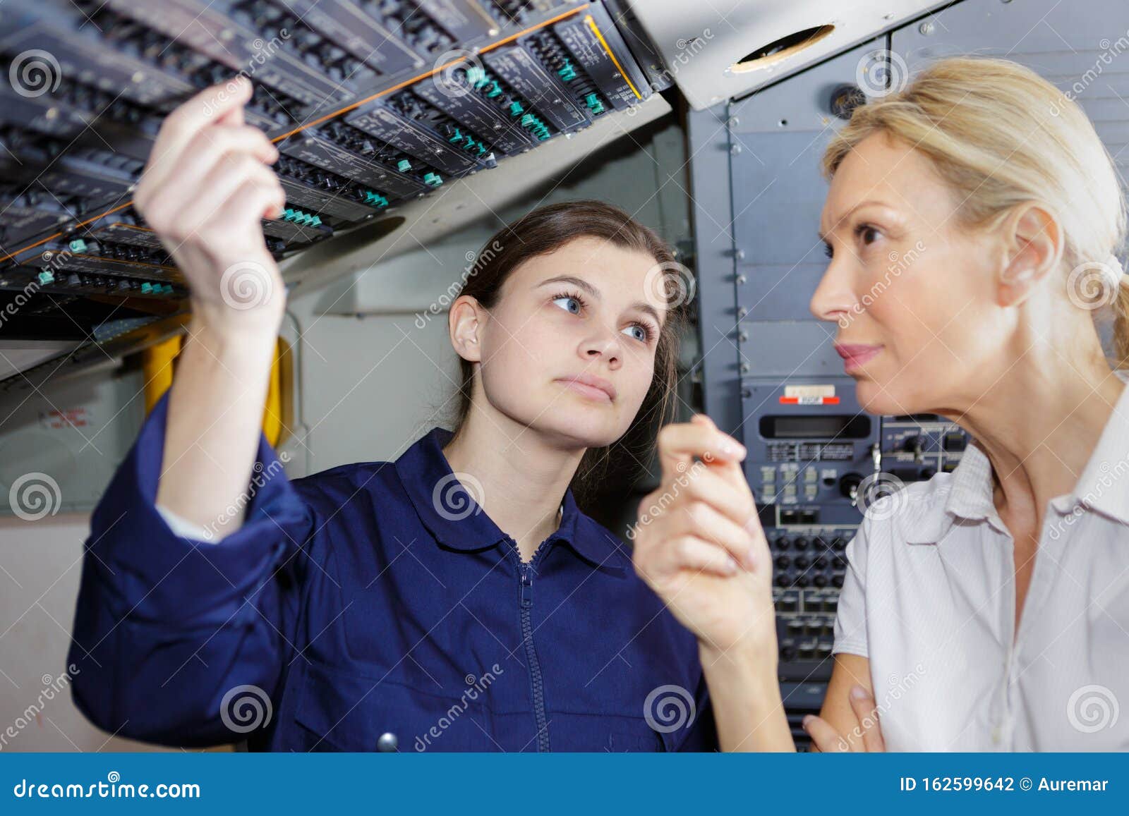 Portrait Female Aero Engineer Working with Manager Stock Photo - Image ...