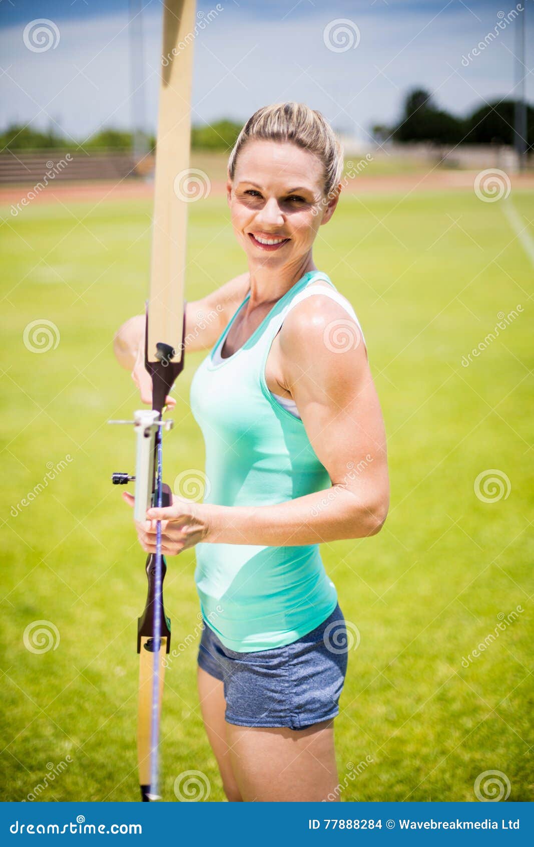 Portrait of Female Athlete Practicing Archery Stock Photo - Image of ...
