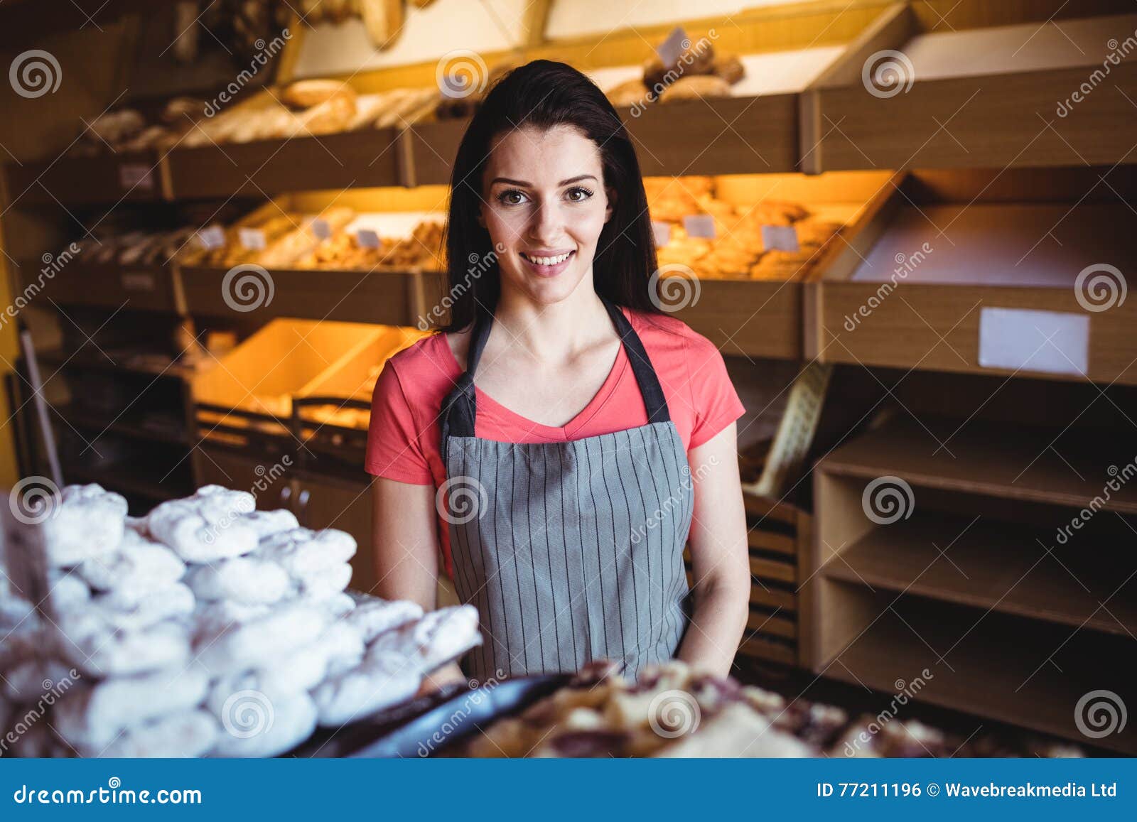Portrait of Female Baker Smiling Stock Photo - Image of small ...