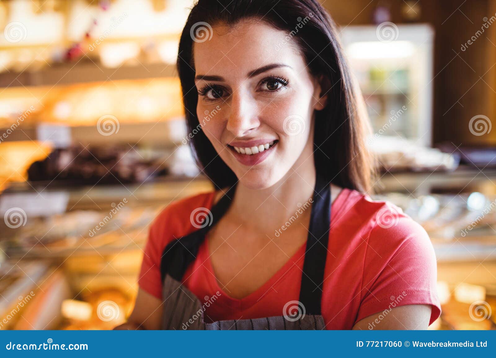 Portrait of Female Baker Smiling Stock Photo - Image of looking ...