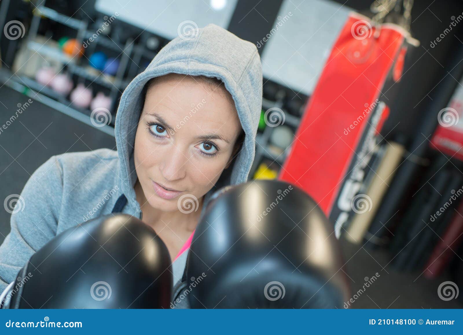 Portrait Female Boxer Posing Stock Photo - Image of people, boxing ...