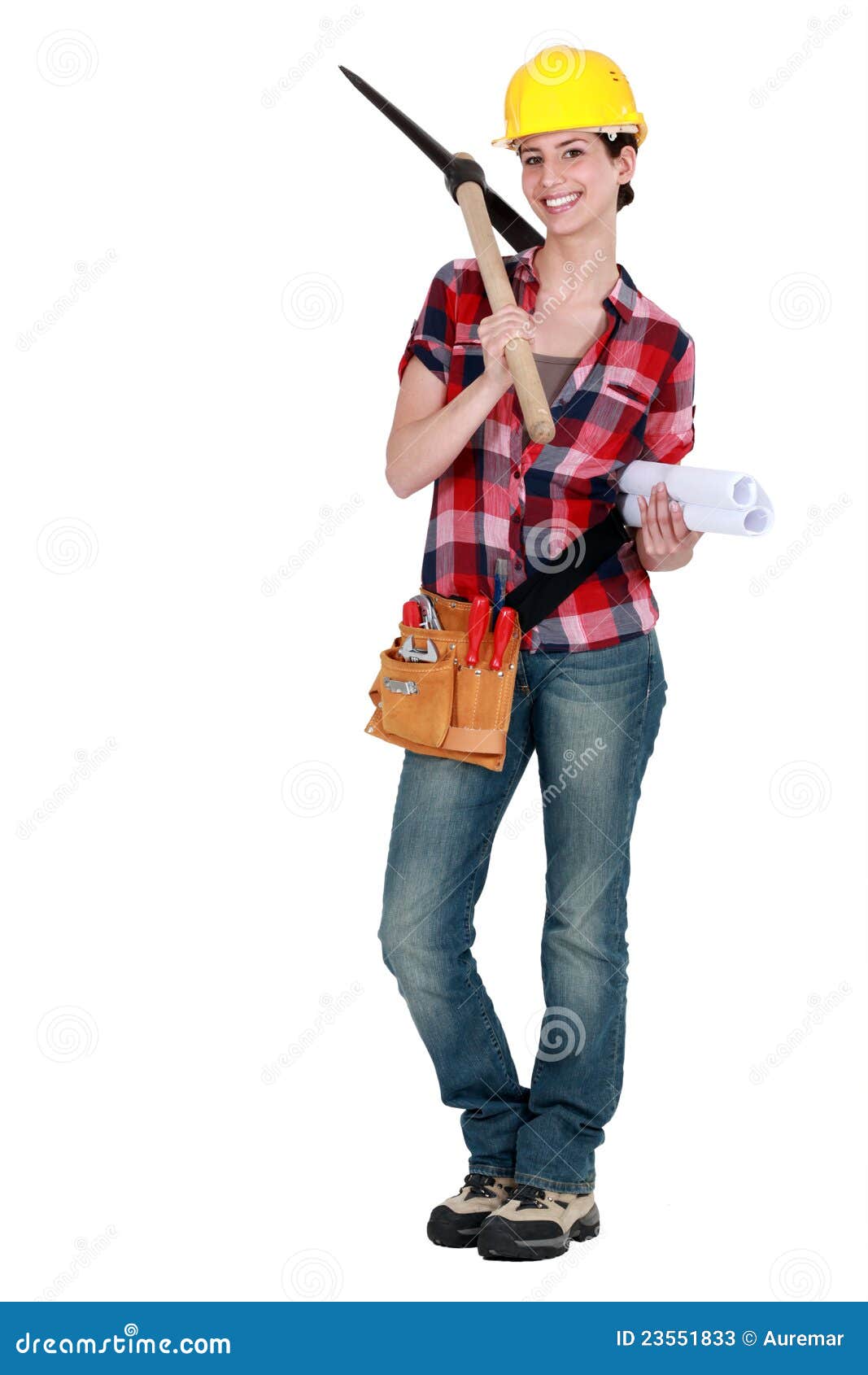 Portrait of Female Bricklayer Stock Image - Image of industry, helmet ...
