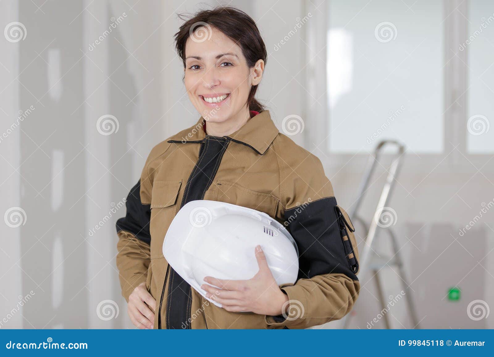 Portrait Female Builder in Uniform Stock Photo - Image of builder ...