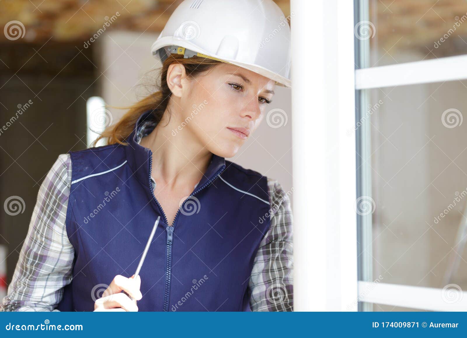 Portrait Female Building Inspector Stock Image - Image of outside ...