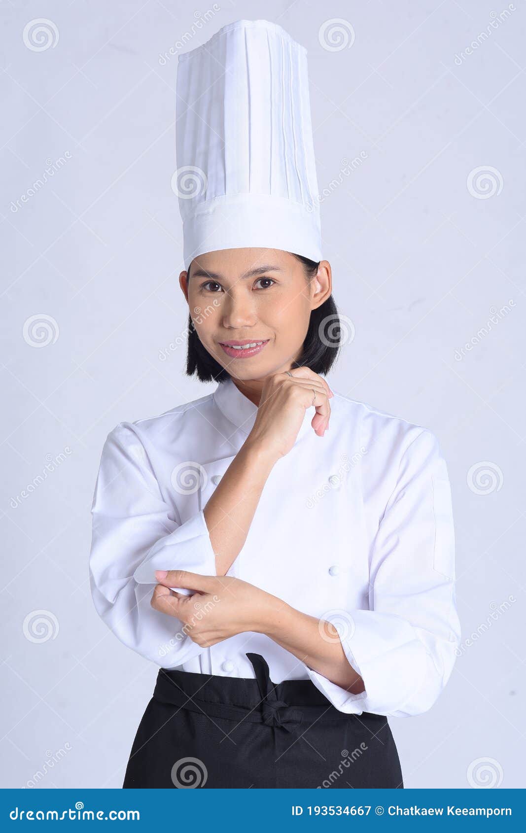 Portrait of Female Chef Isolated on White Stock Image - Image of ...