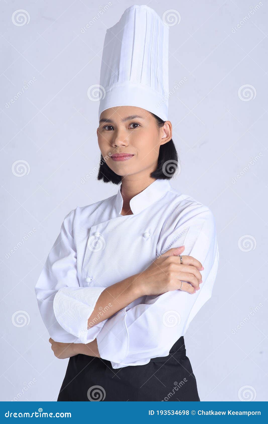 Portrait of Female Chef Isolated on White Stock Photo - Image of cook ...