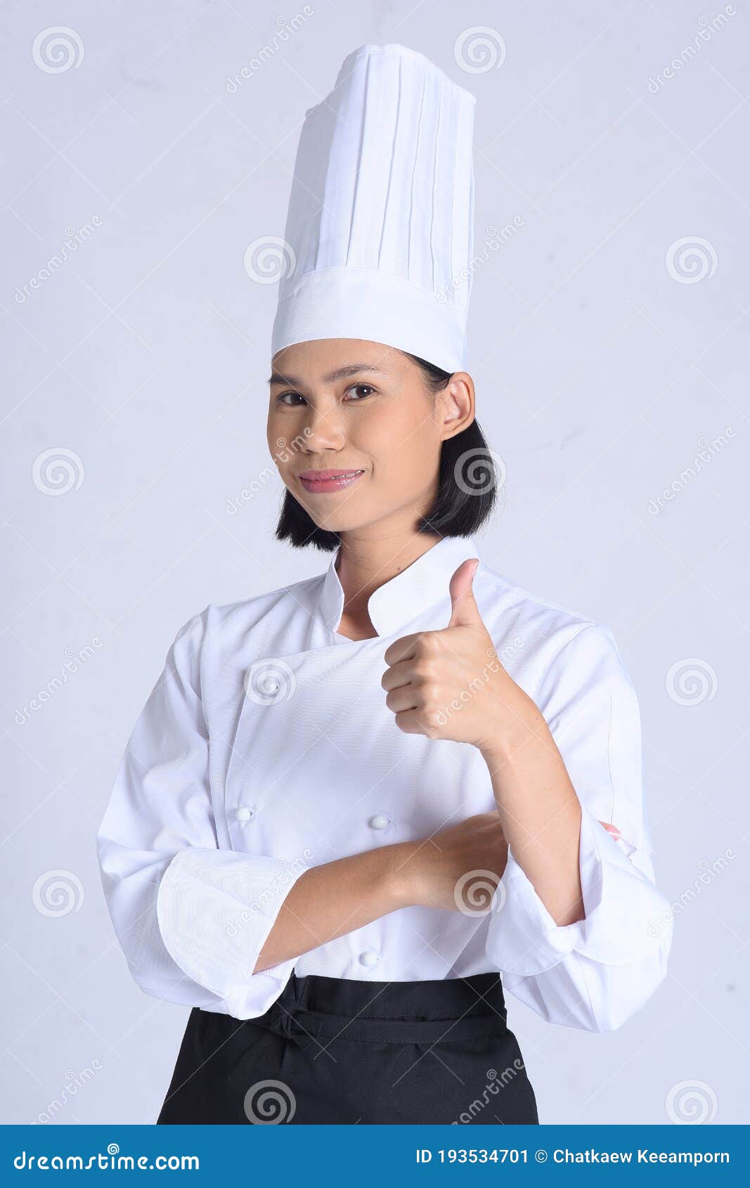 Portrait of Female Chef Isolated on White Stock Image - Image of ...