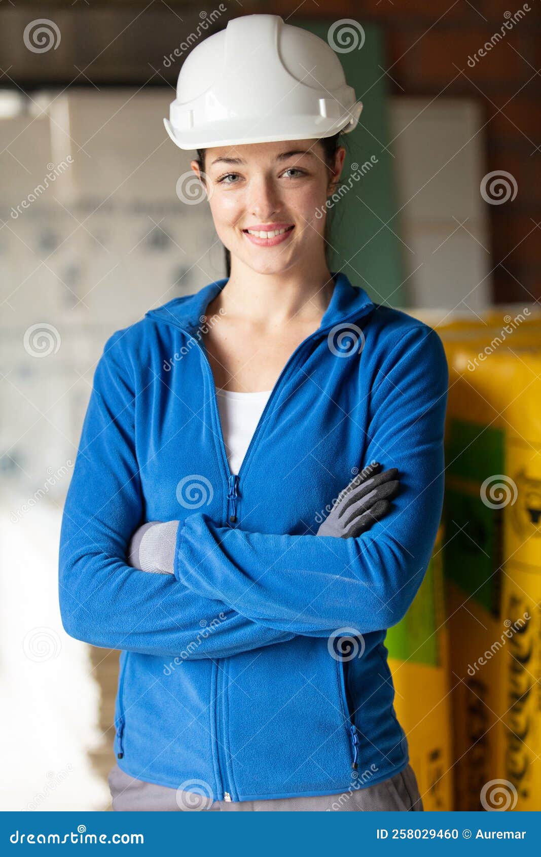 Portrait Female Construction Worker on Building Site Stock Photo ...