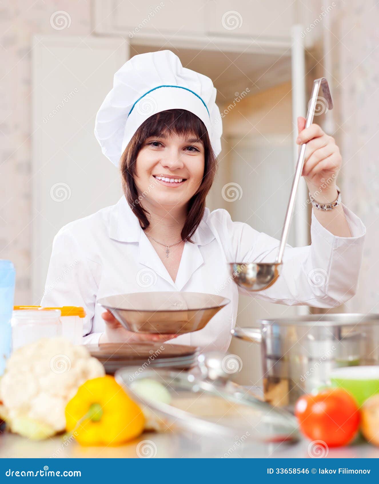 Portrait of female cook stock photo. Image of young, vegetables - 33658546