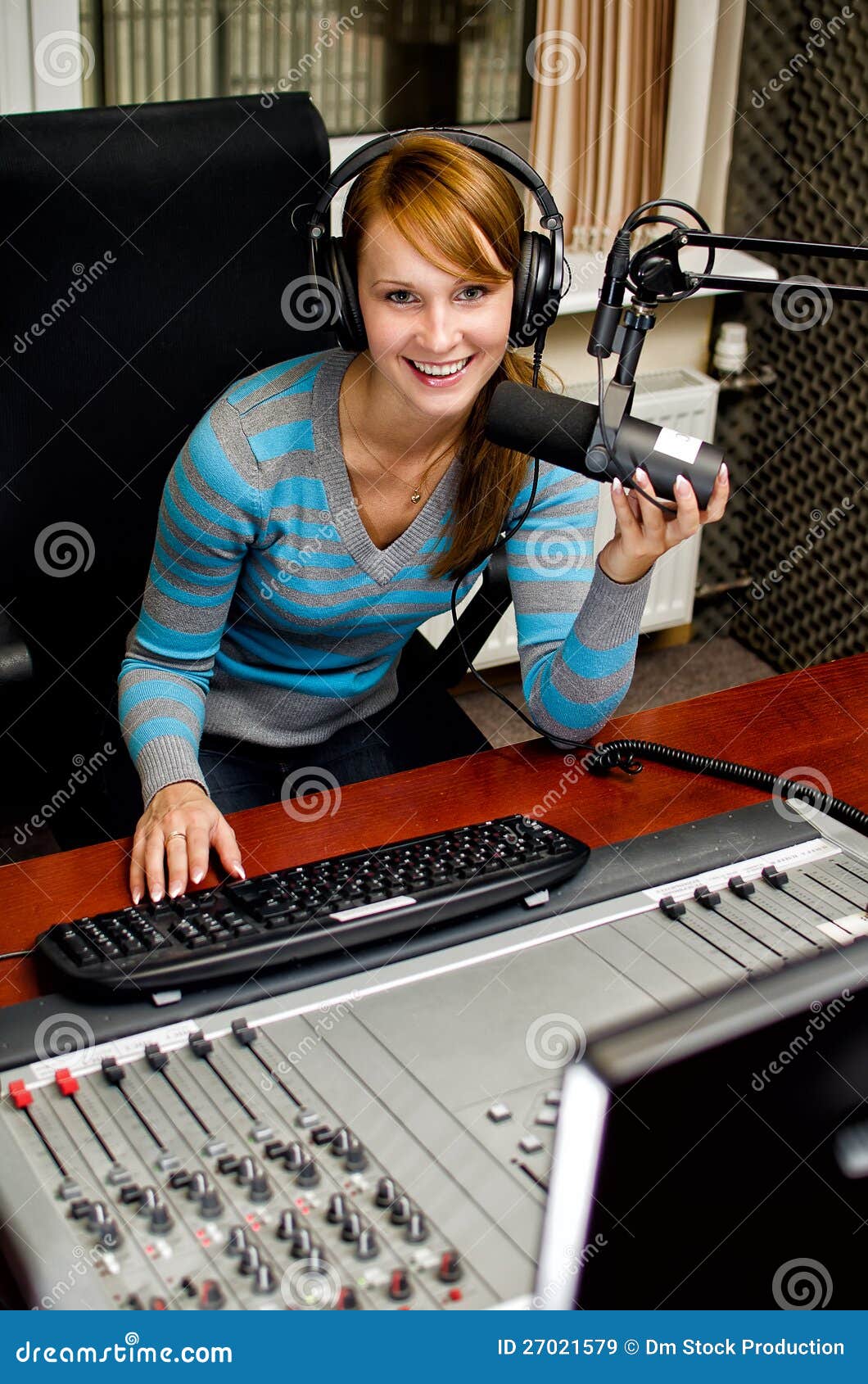 Portrait of Female Dj Working Stock Image - Image of announcer ...