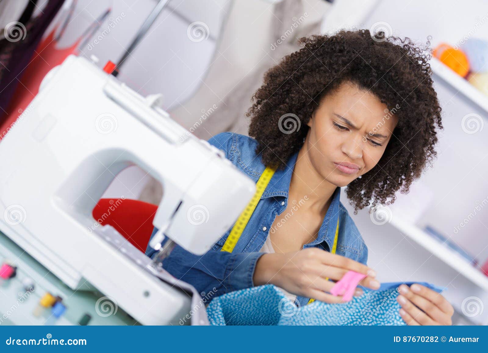Portrait Female Dressmaker Adjusting Clothes Stock Photo - Image of ...