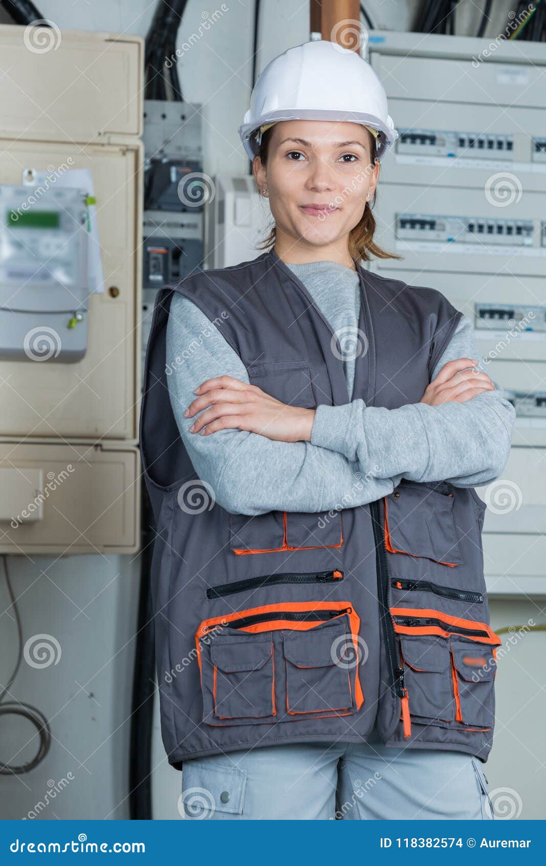 Portrait of Female Electrician Stock Photo - Image of electrician ...