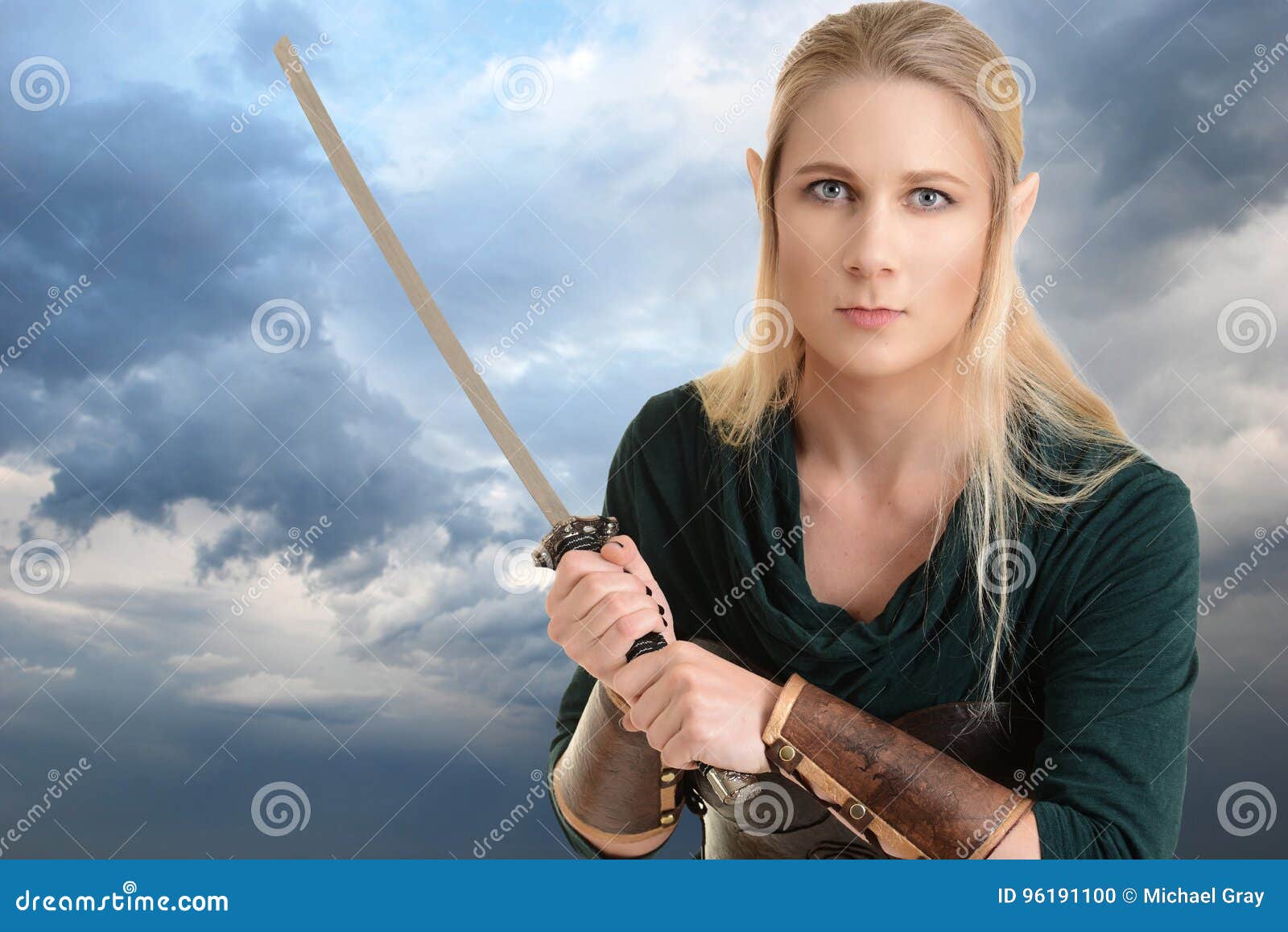 Portrait Female Elf with Sword Stock Photo - Image of ears, character ...