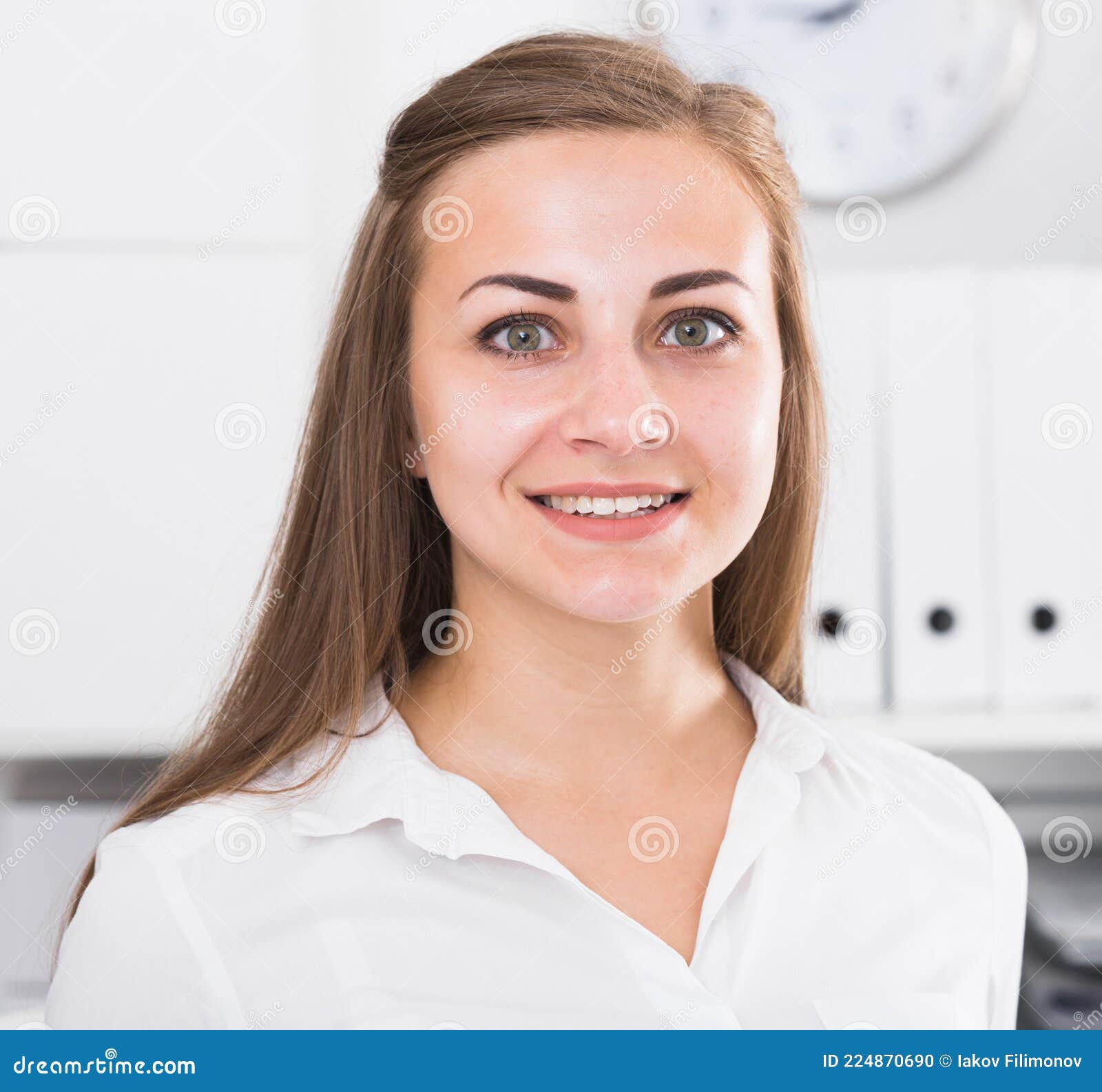 Portrait of Female Employee Which is Working Stock Photo - Image of ...
