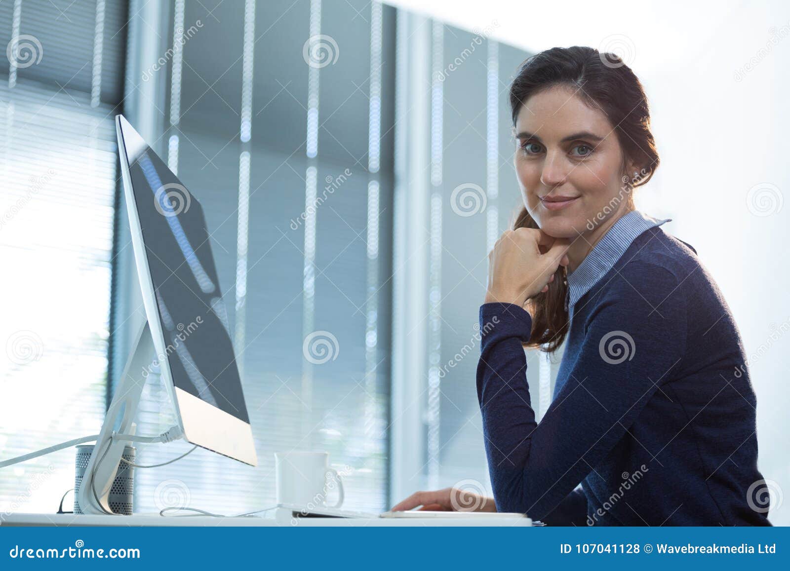 Female Executive Working on Computer in Office Stock Photo - Image of ...