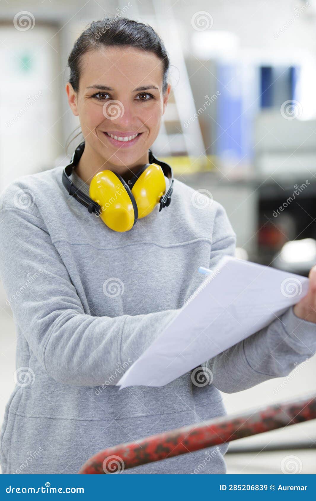 Portrait Female Factory Worker Stock Image - Image of woman, industrial ...