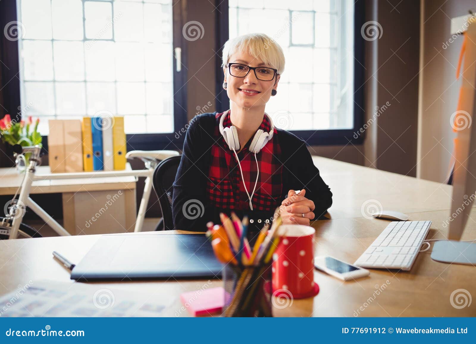 Portrait of Female Graphic Designer Stock Photo - Image of happy ...