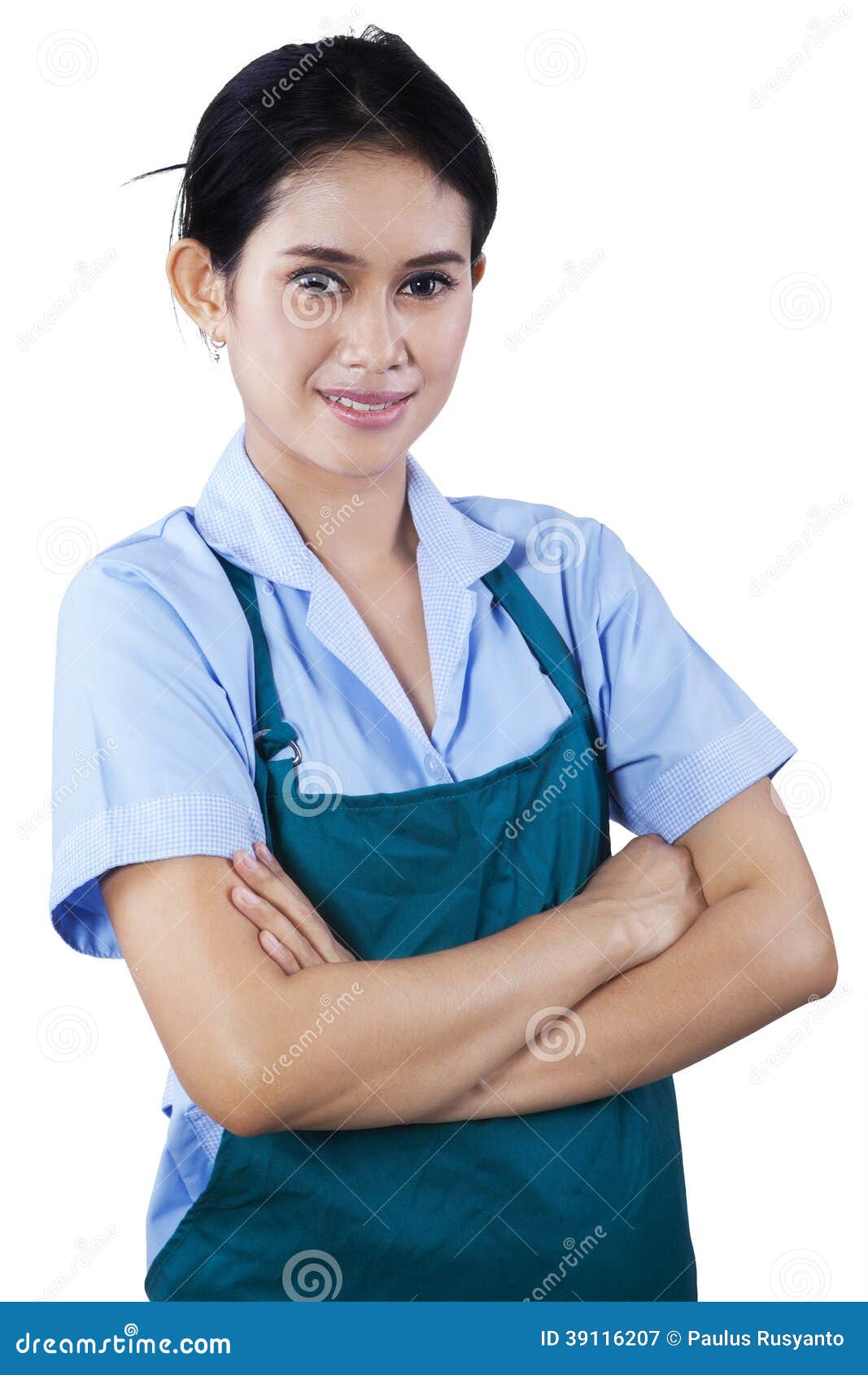 Female Housekeeper Worker Opening The Door. Room Service Maid Cleaning ...