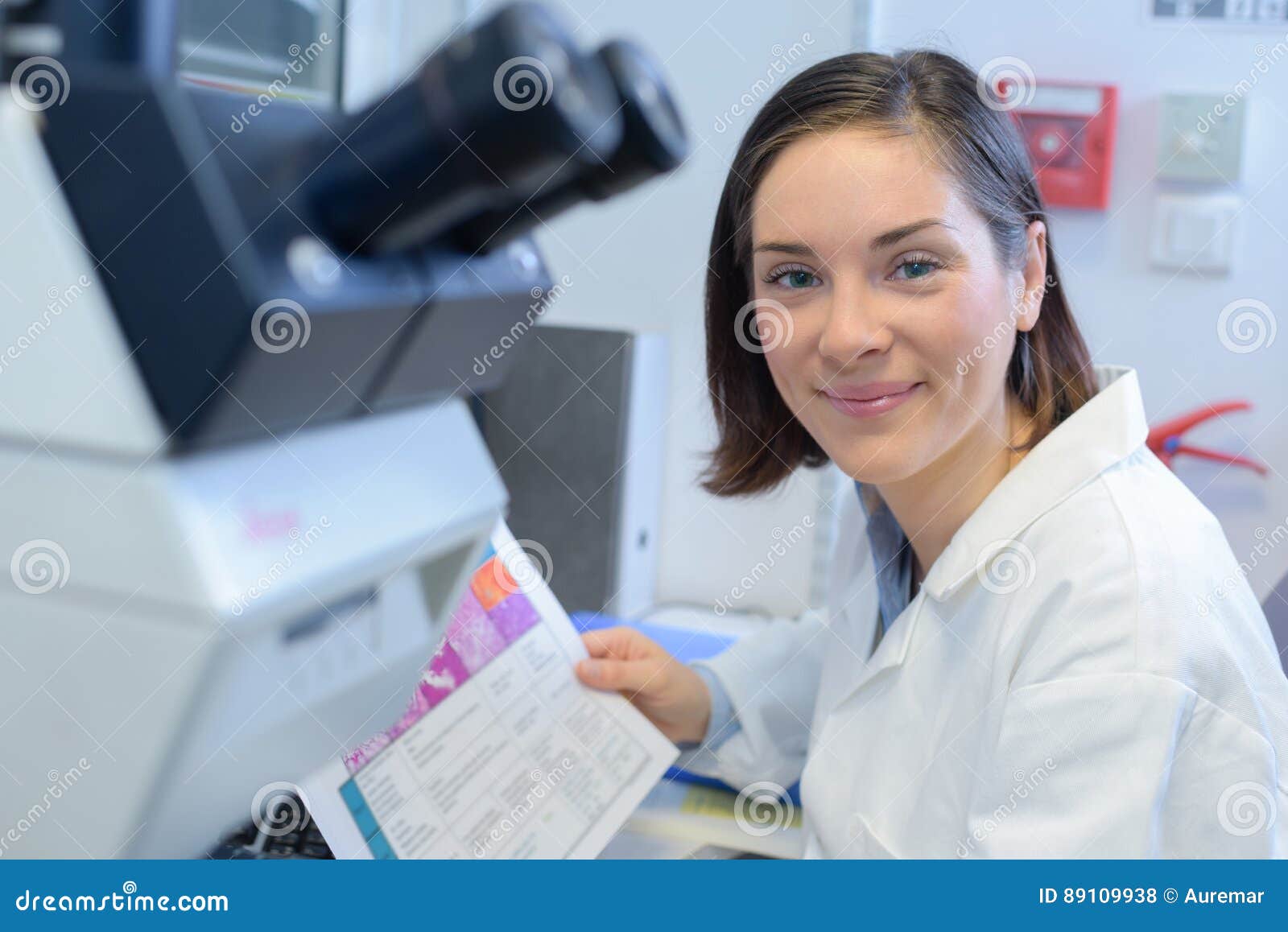 Portrait Female Laboratory Technician Stock Photo - Image of coat ...