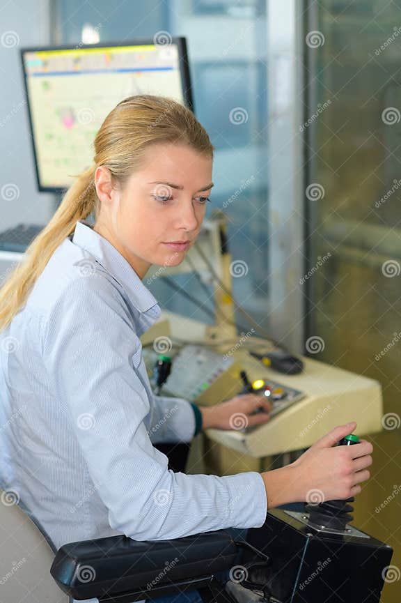 Portrait Female Loading Operator Stock Image - Image of wharf, cargo ...