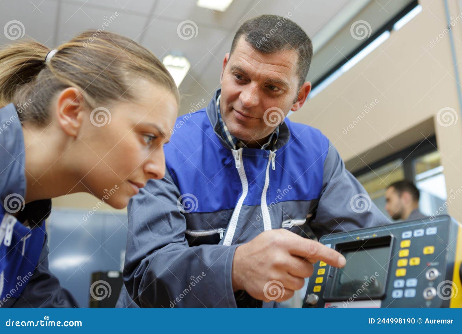 Portrait Female Machine Operator Working with Manager Stock Photo ...