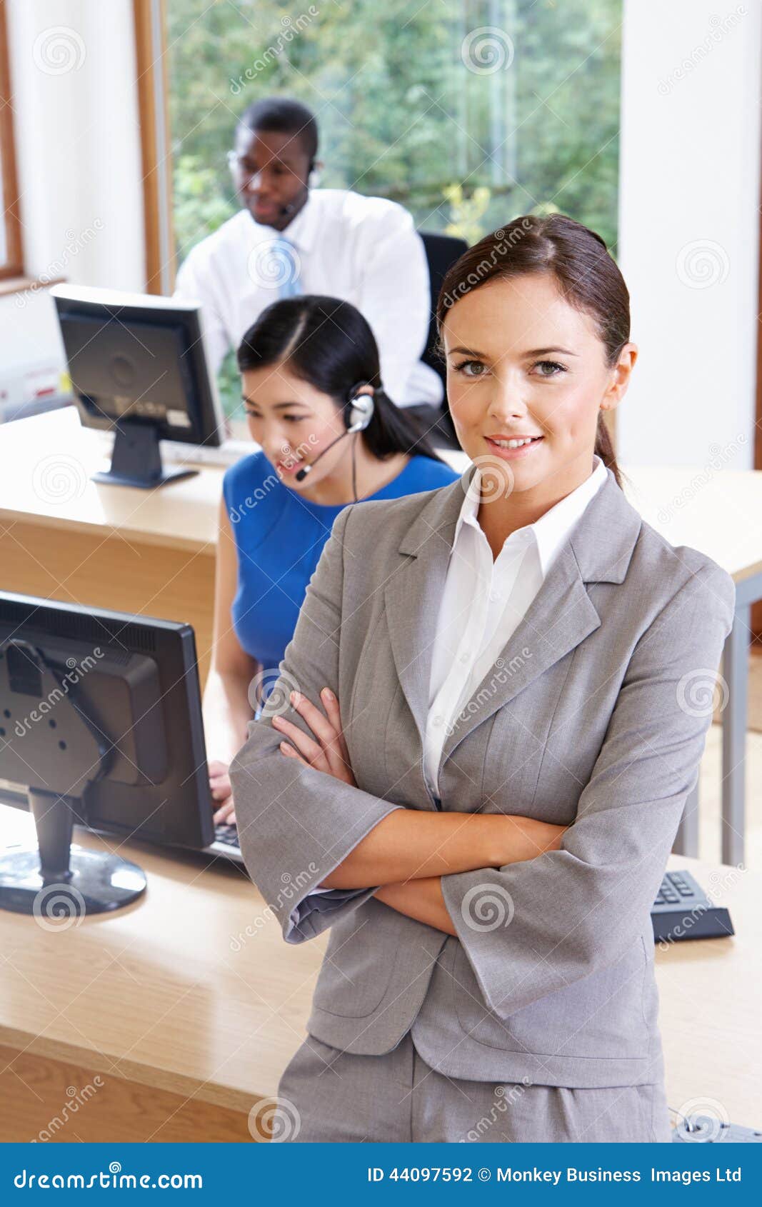 Portrait of Female Manager in Busy Office Stock Photo - Image of person ...