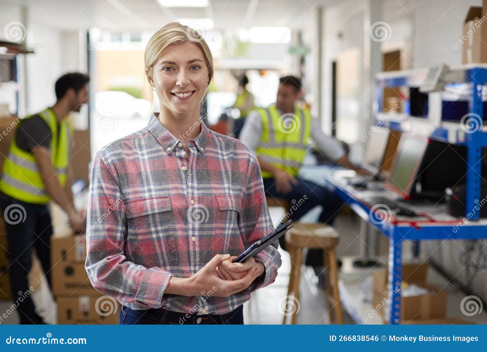 Portrait of Female Manager in Logistics Distribution Warehouse Using ...