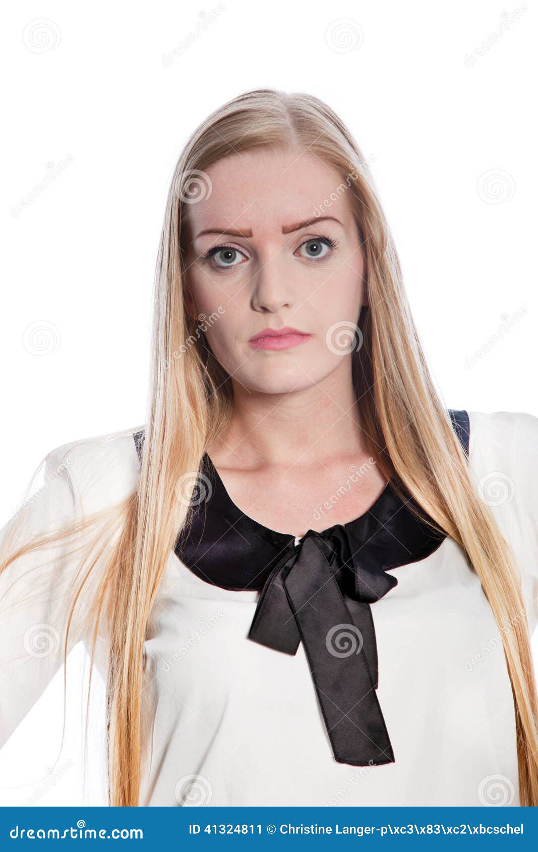 Portrait of Female Model with Serious Looking Face Stock Image - Image ...
