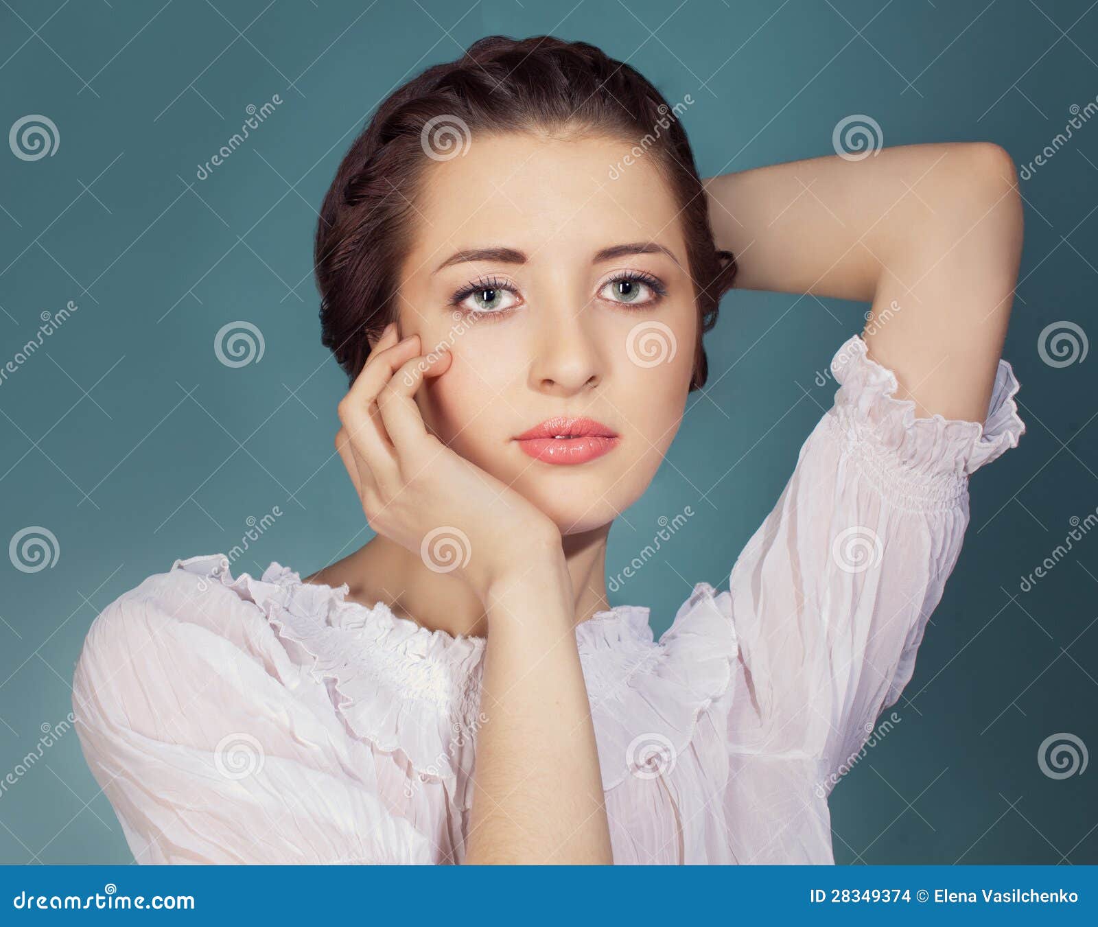 Portrait of a Female Model on White Background Stock Photo - Image of ...