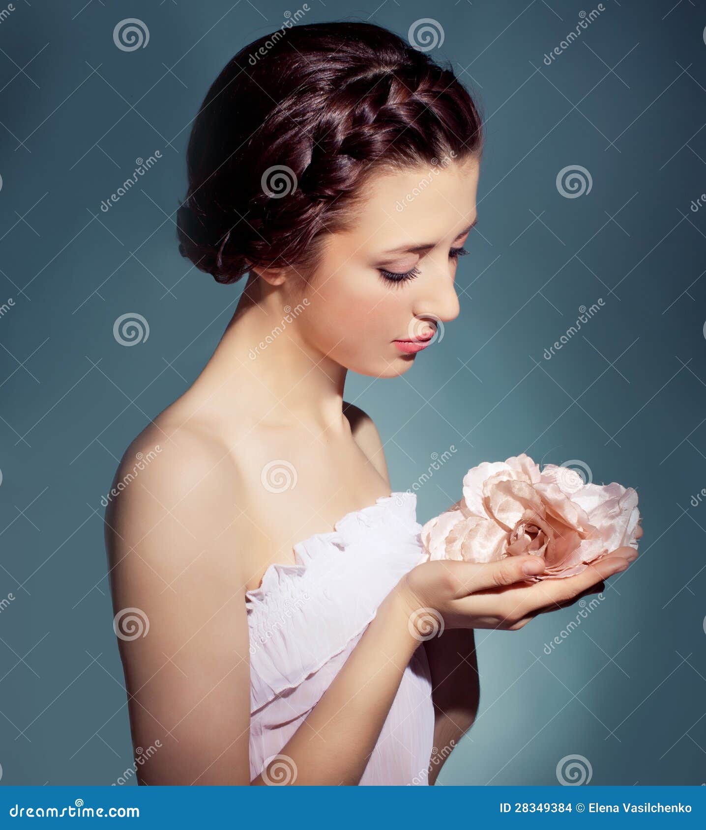 Portrait Female Model on White Background Stock Photo - Image of hair ...