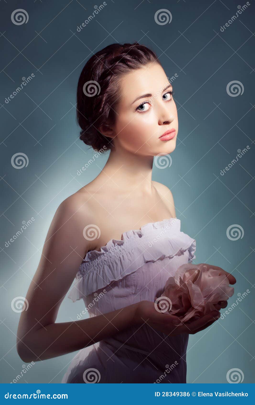 Portrait of Female Model on White Background Stock Photo - Image of ...