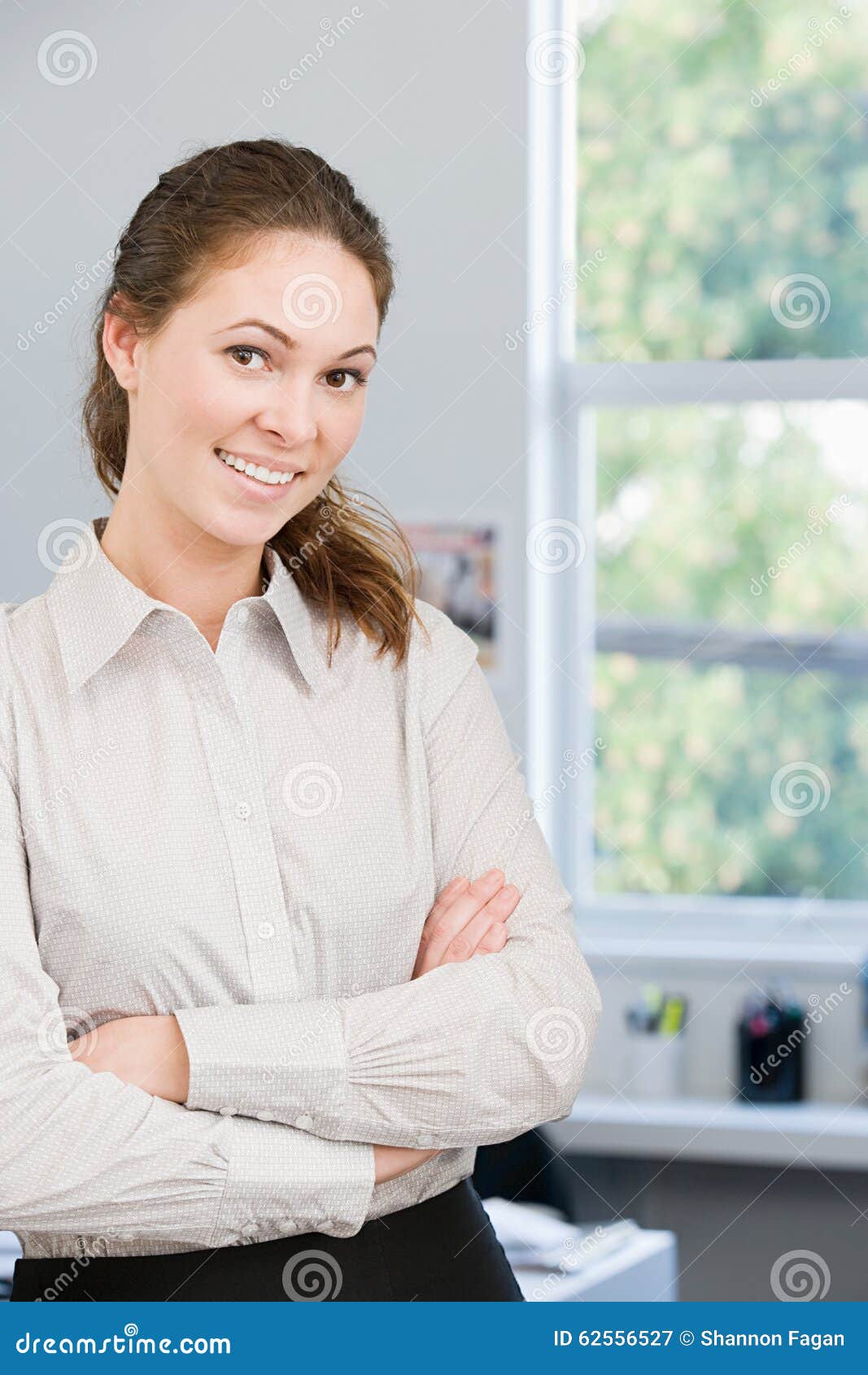 Portrait of a Female Office Worker Stock Image - Image of bright ...