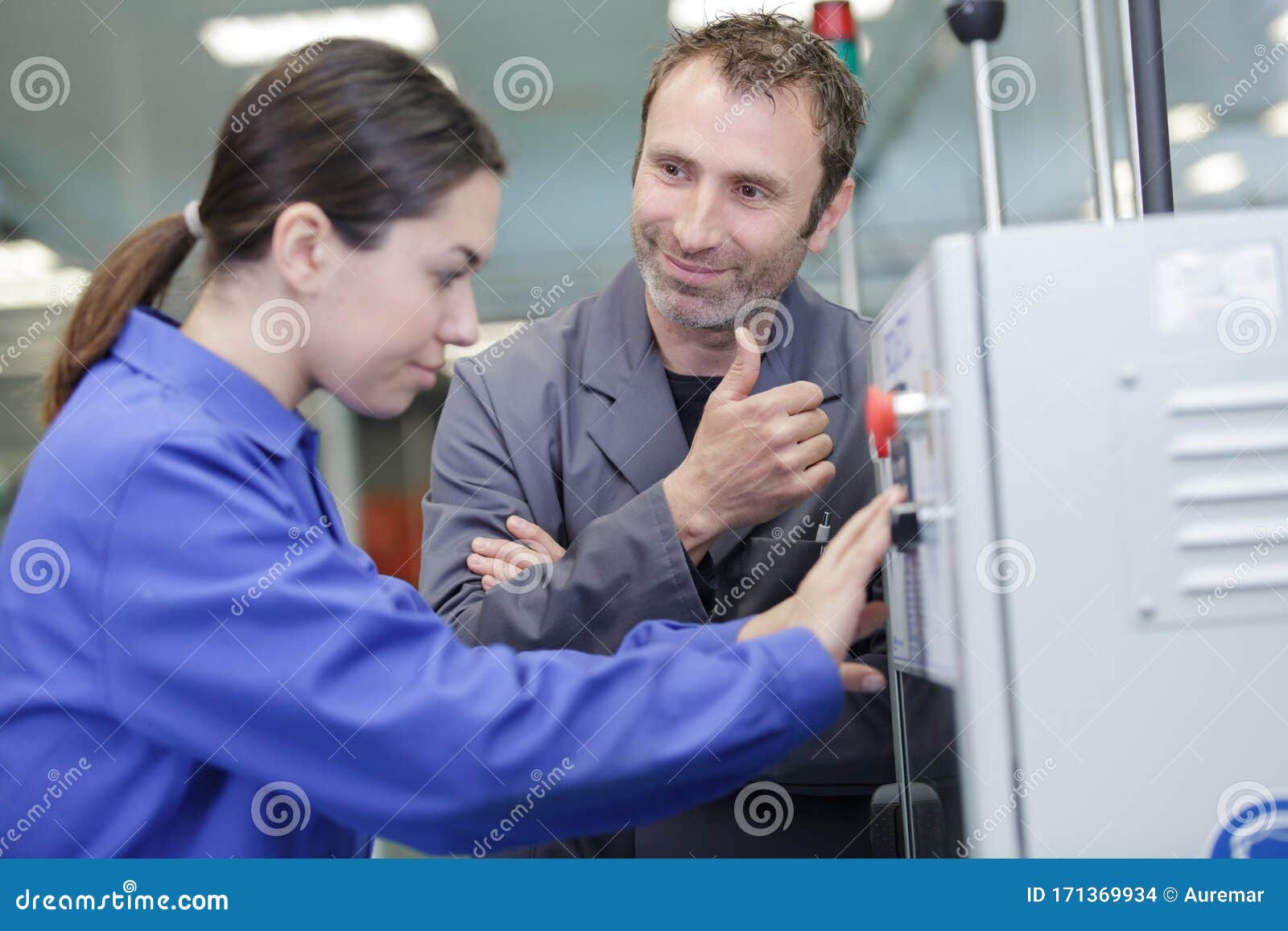 Portrait Female Operative Operating Machine in Factory Stock Photo ...