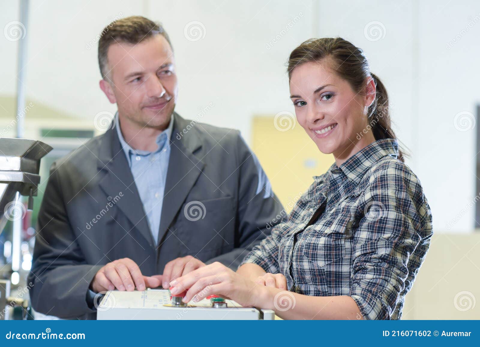 Portrait Female Operative Operating Machine in Factory Stock Photo ...
