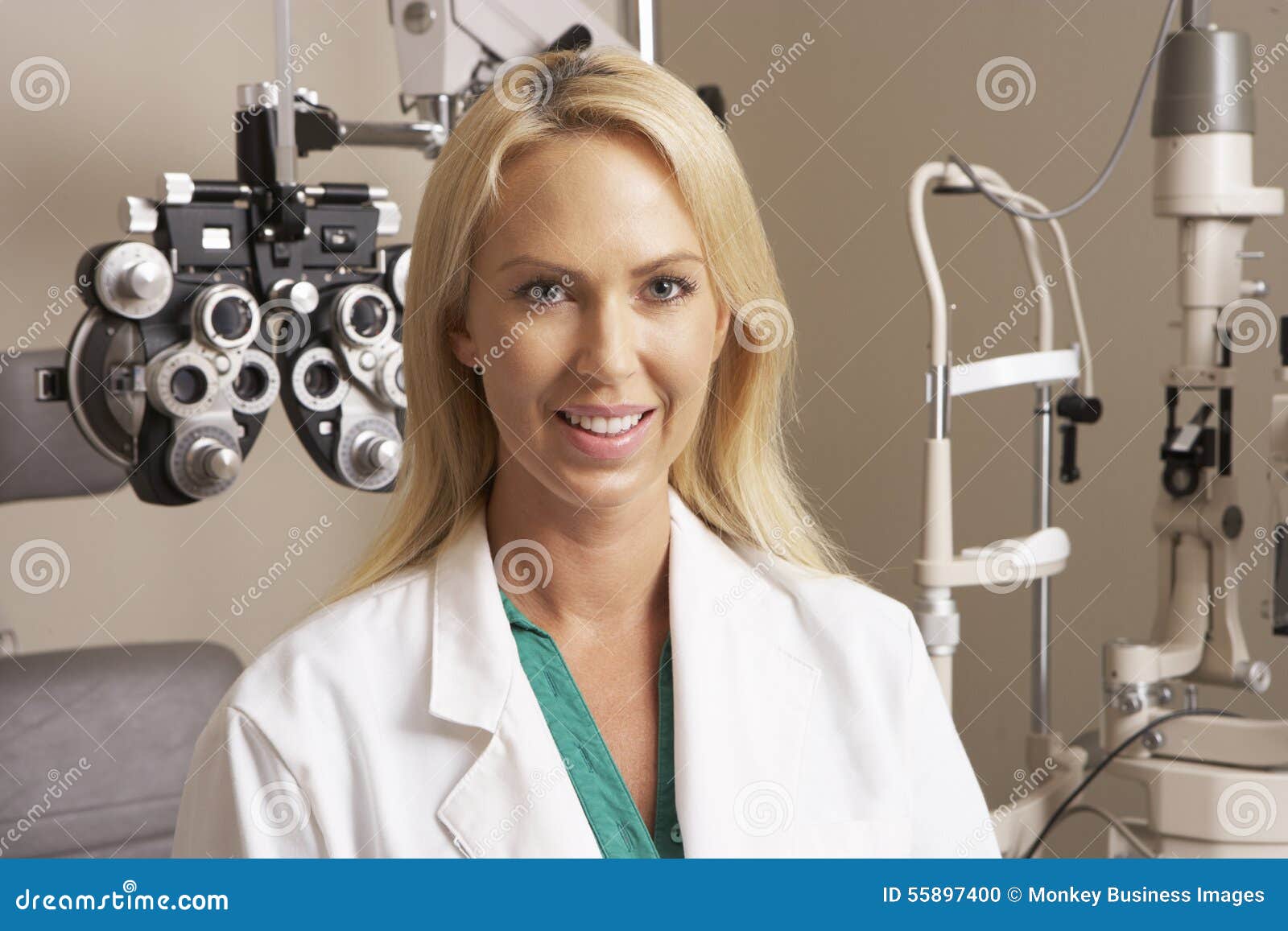 Portrait of Female Optician in Surgery Stock Photo - Image of ...
