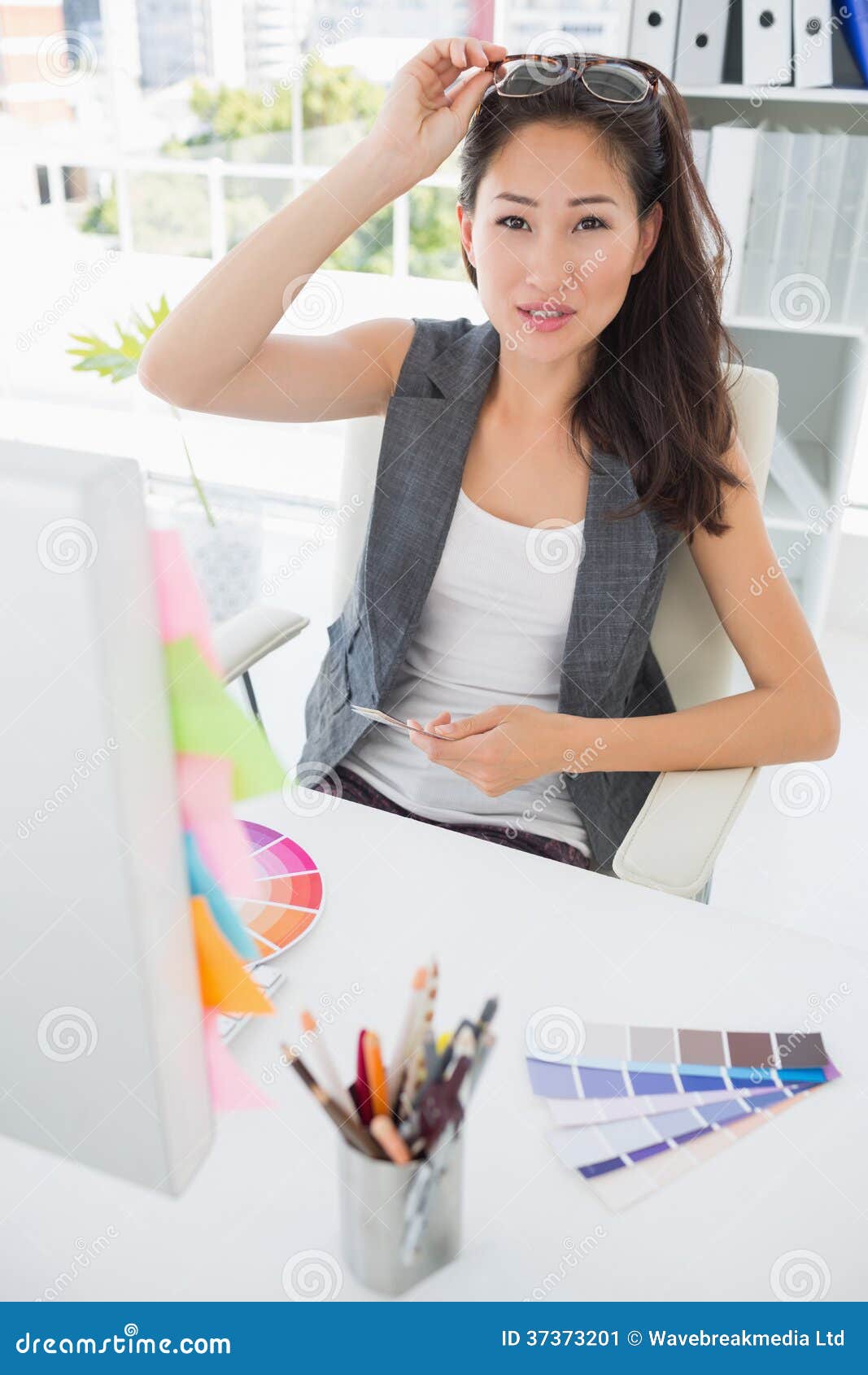 Portrait of a Female Photo Editor at Work Stock Image - Image of artist ...